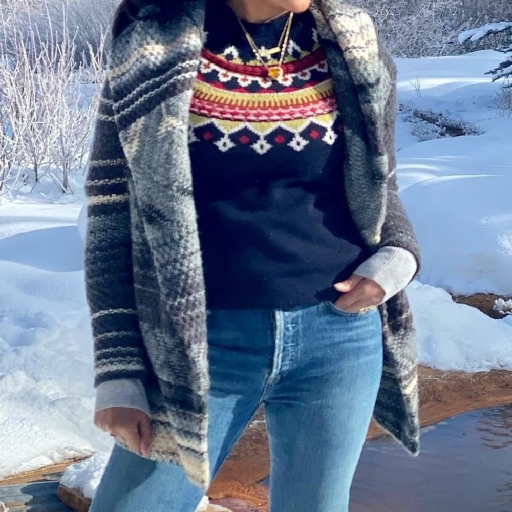 Native Navajo Print Sweater Aztec Knit Jacket - Yello… - Gem